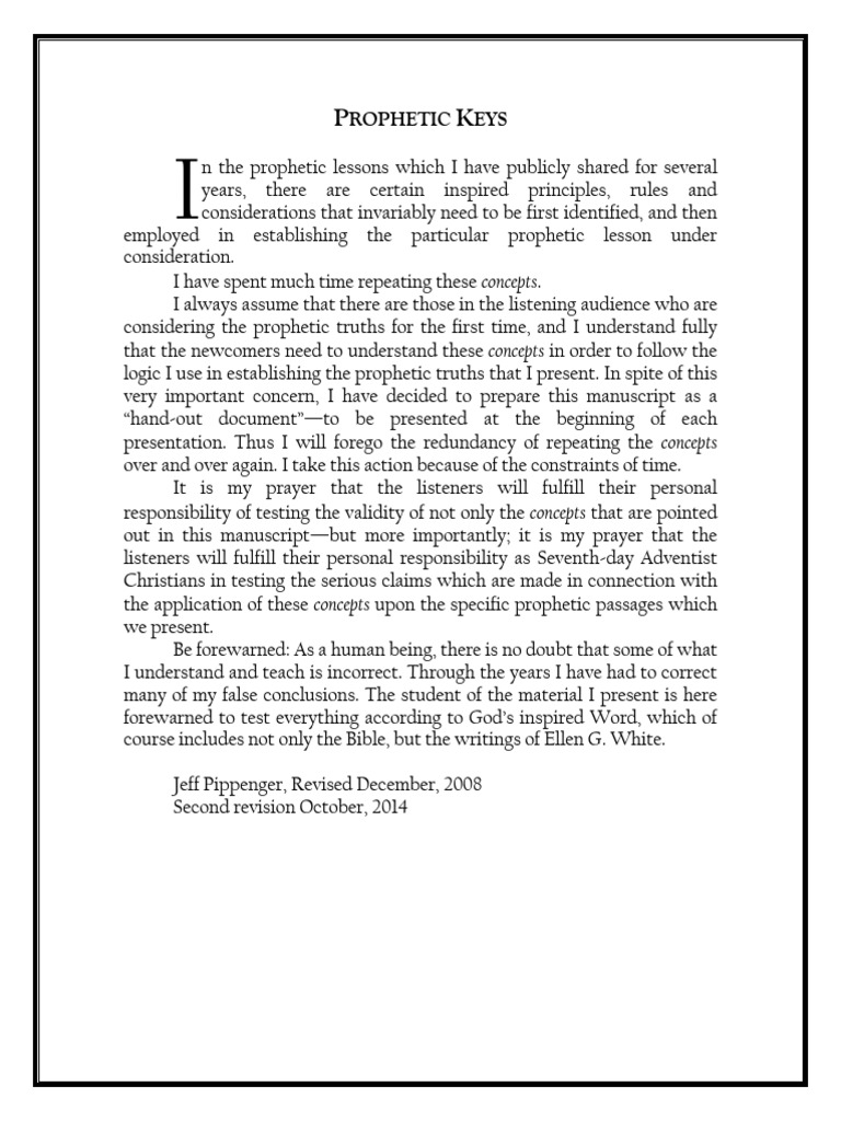 Prophetic Keys by Jeff Pippenger | PDF | Prophecy | Prophet
