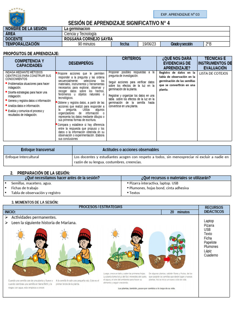 SESIÓN de Ciencia, Como Crece Las Plantas | PDF | Evaluación | Aprendizaje