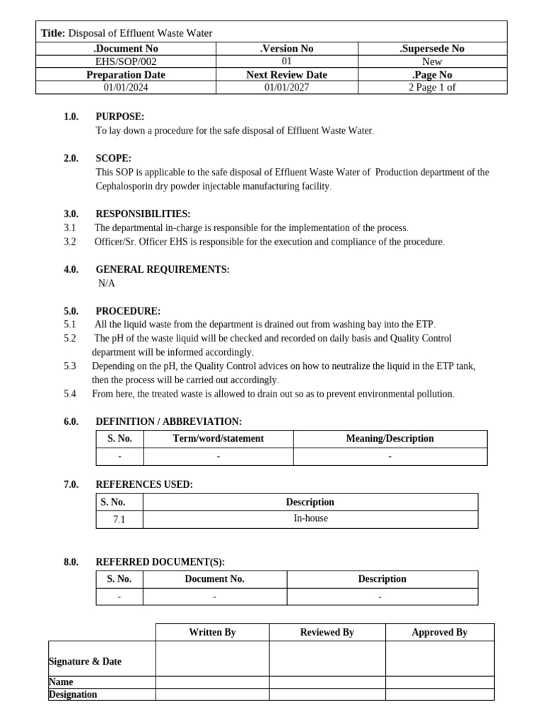 Disposal of Effluent Waste Water | PDF | Effluent | Waste