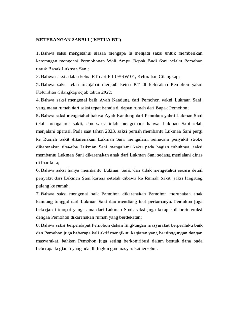 KETERANGAN SAKSI | PDF