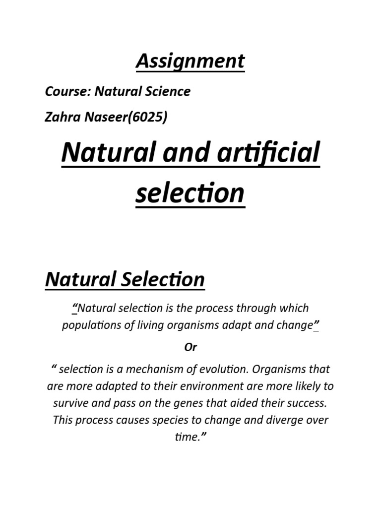 Natural vs. Artificial Selection Explained | PDF | Natural Selection ...