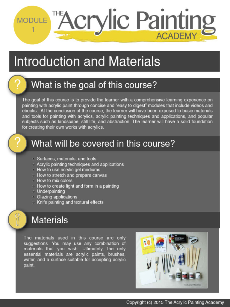 Acrylic Painting Course Overview | PDF | Paint | Acrylic Paint