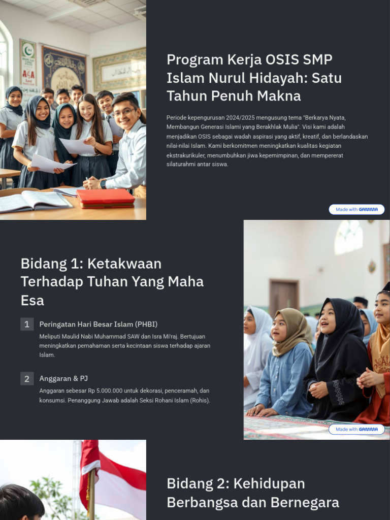 Program Kerja OSIS SMP Islam Nurul Hidayah Satu Tahun Penuh Makna | PDF