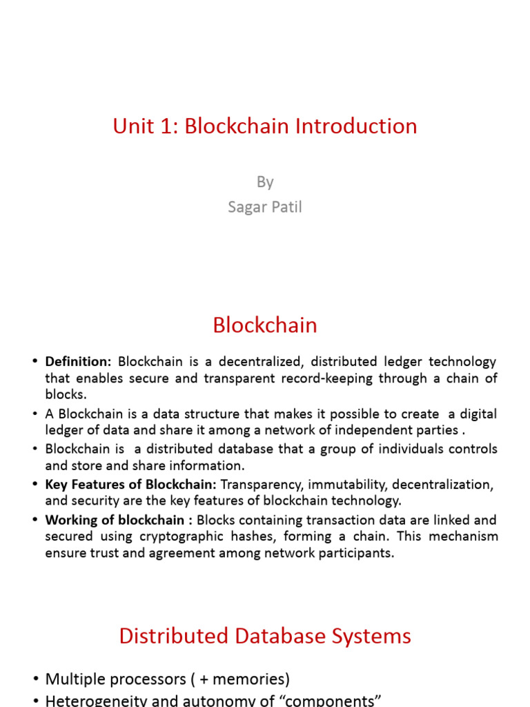 Unit 1 Blockchain Introduction | PDF | Apache Hadoop | Distributed Computing