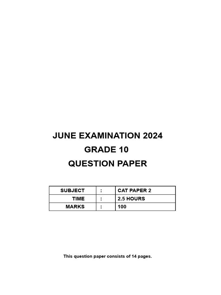 Grade 10 CAT June Exam Paper 2024 | PDF | Computer File | Computer Data ...