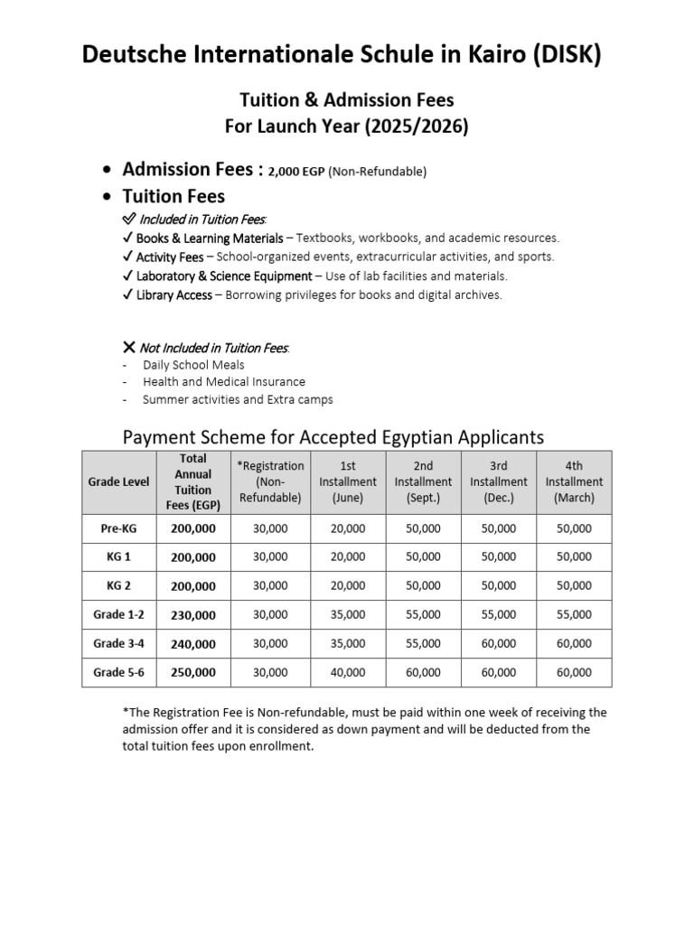 DISK Tuition Fees for 2025/2026 | PDF | Payments | Banks