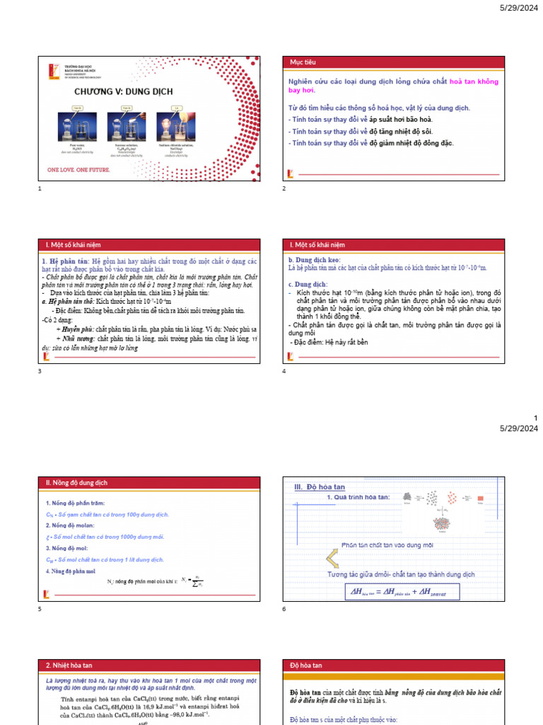 CH1015 Slide Chương 5 6 Dung Dịch Và Dung Dịch Điện Ly | PDF