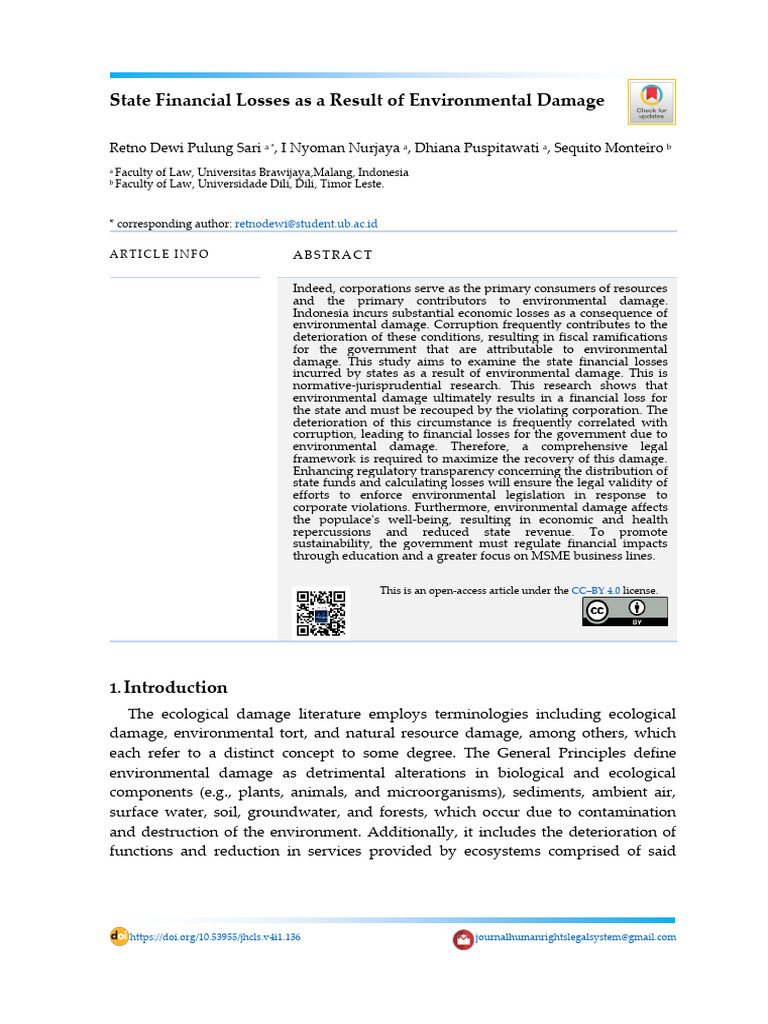 State Financial Losses As A Result of Environmental Damage | PDF ...