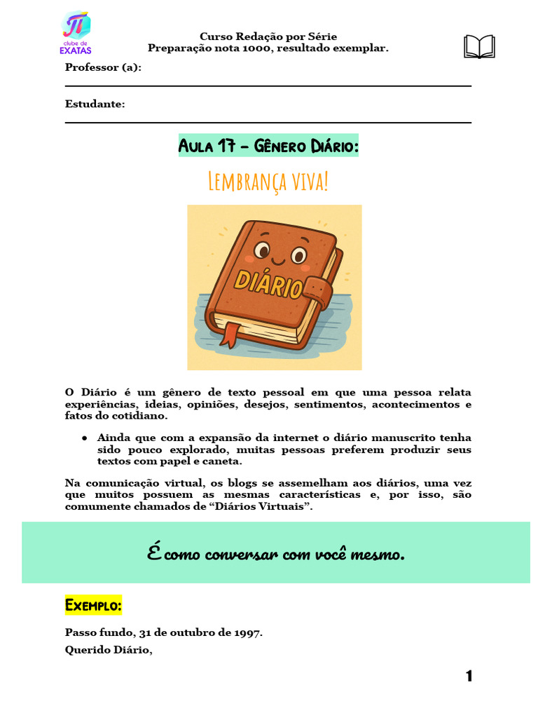 Aula 17 - Genero Diario-7wh | PDF | Gênero | Estudos de Gênero