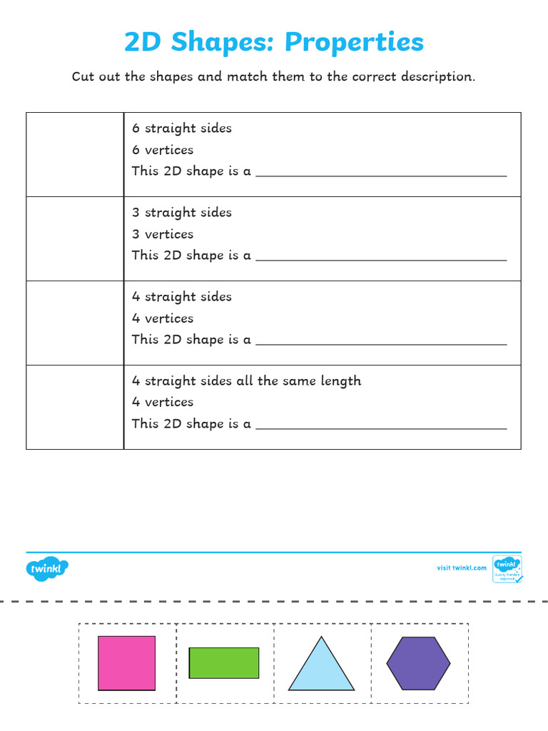 2D Shape Properties Activity Sheet | PDF