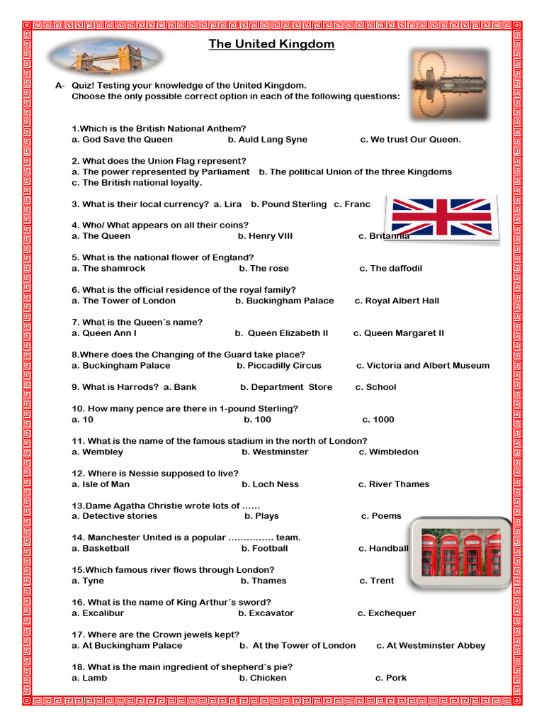 The United Kingdom's Worksheet | PDF | London | England