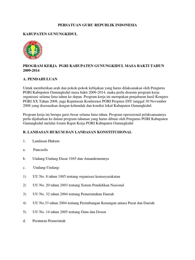 Program Kerja Pgri | PDF