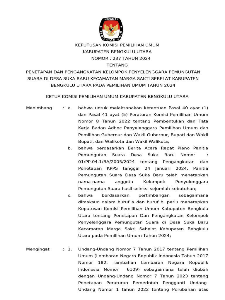 Format Keputusan Pengangkatan Kpps V | PDF