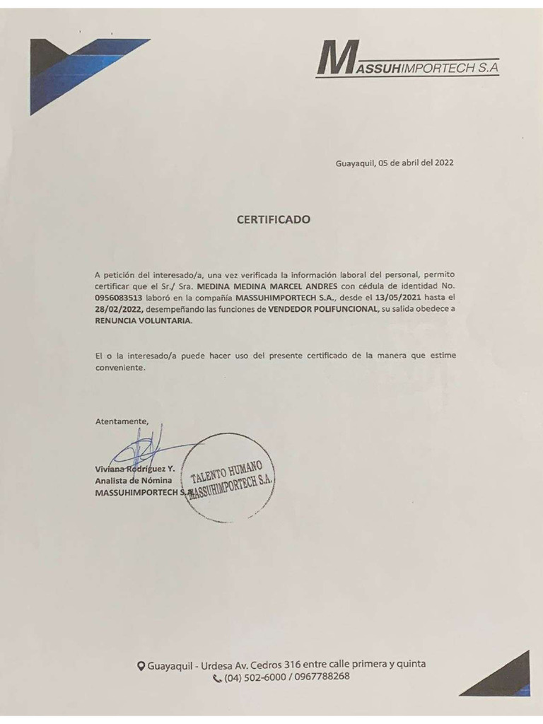 CERTIFICADO LABORAL | PDF