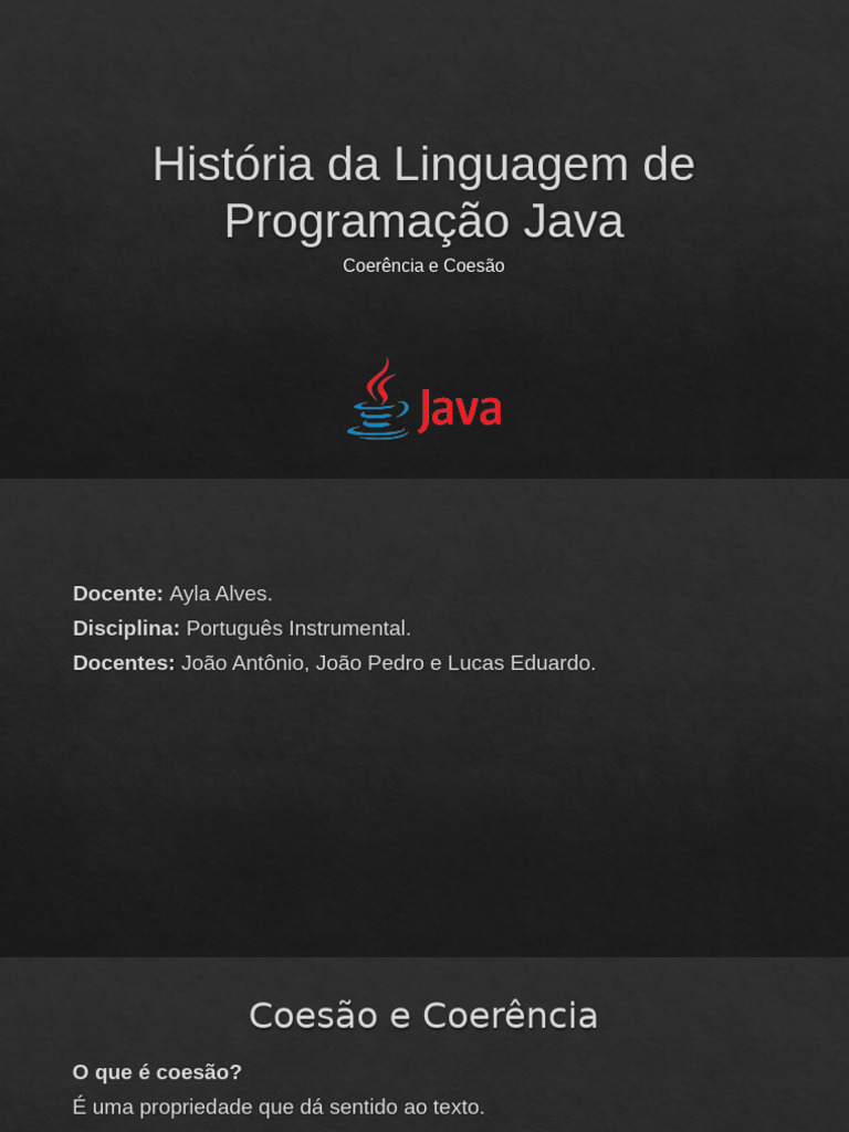 História Da Linguagem de Programação Java | PDF | Java (linguagem de ...