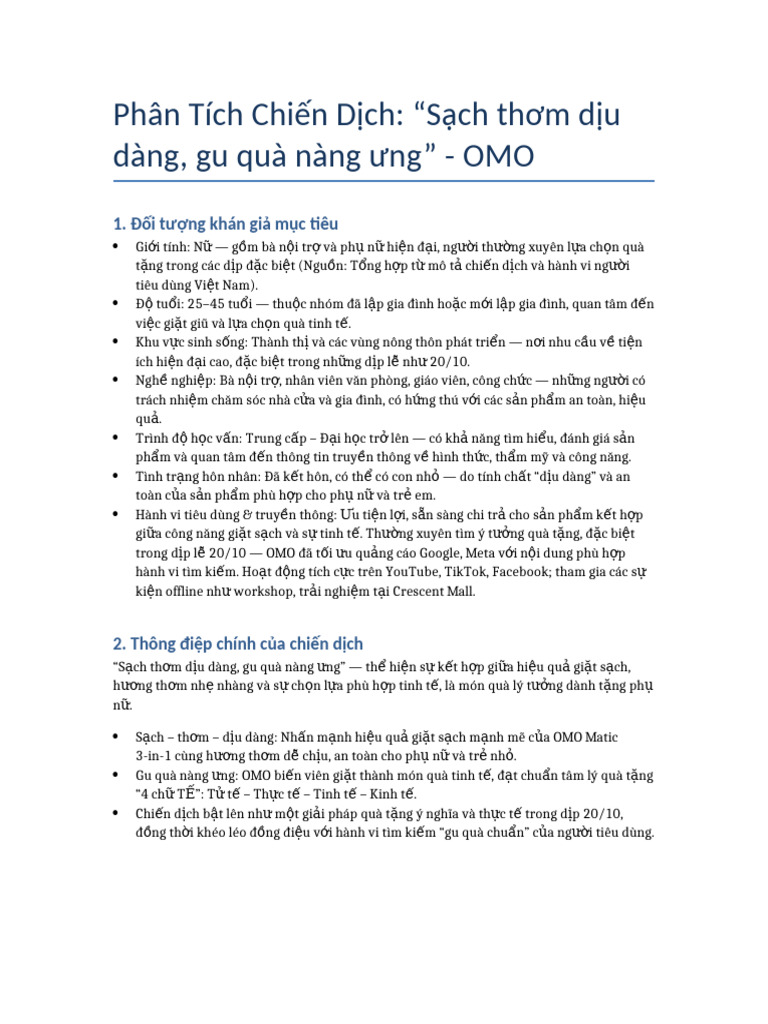 PhanTich ChienDich OMO | PDF