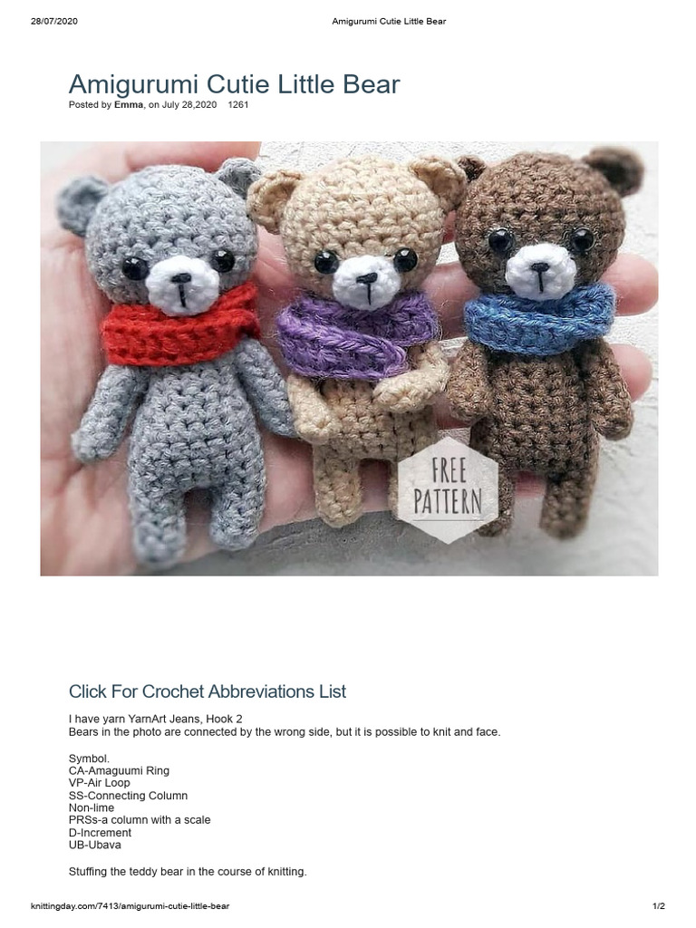 Amigurumi Cutie Little Bear | PDF | Amigurumi | Yarn