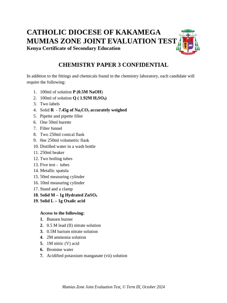 Chemistry Pp3 Confidential | PDF