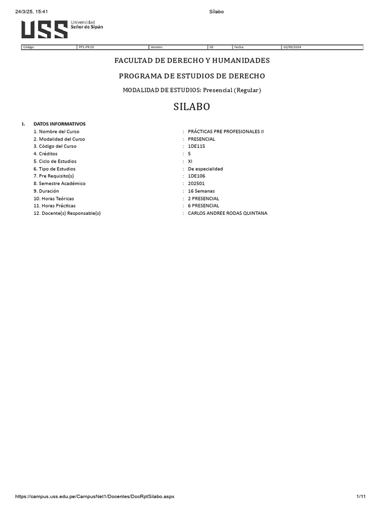 Sílabo Practicas II | PDF | Aprendizaje | Enseñando