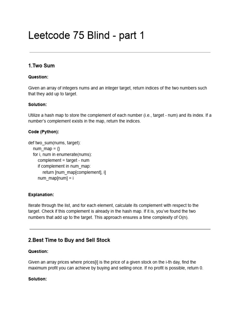 Leetcode 75 Blind - Part 1 | PDF | Algorithms And Data Structures | Algorithms