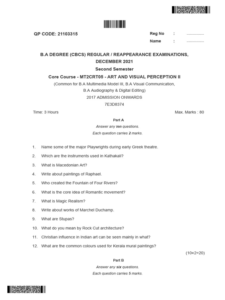 Ba Multi II Sem Art and Visual Perception Ii3 | PDF | Style | The Arts