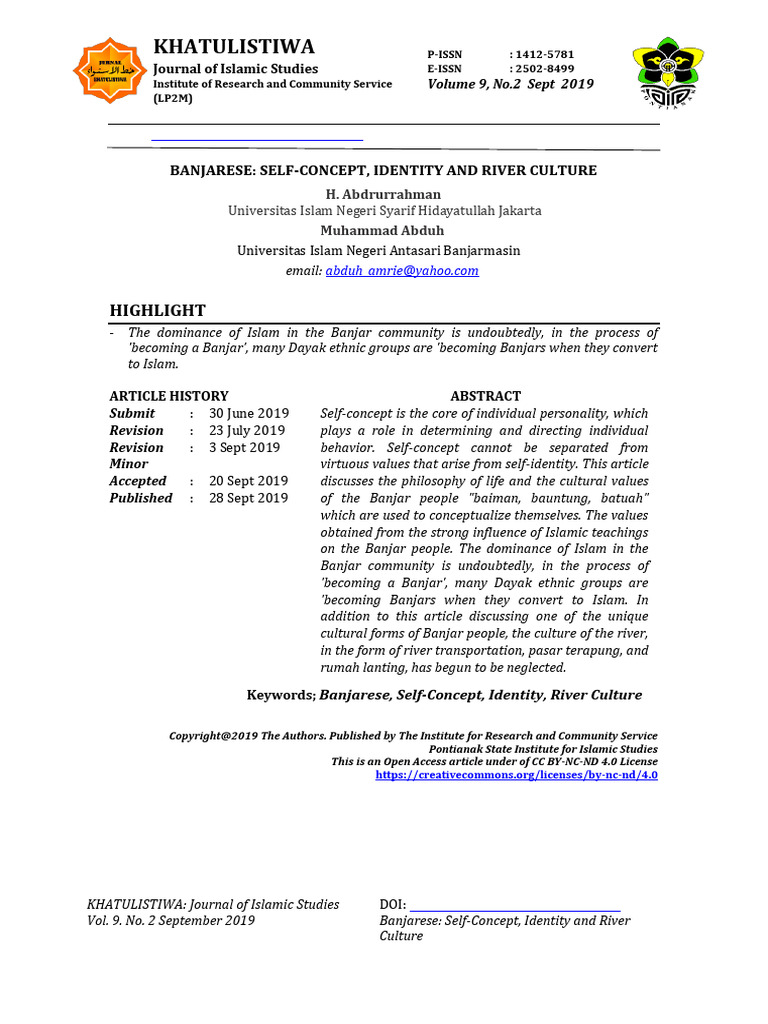 2019 - Banjarese Self Concept, Identity and River Culture | PDF ...
