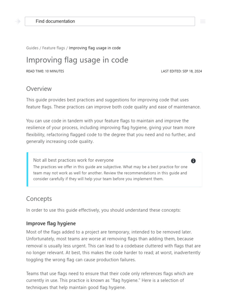LaunchDarkly - Improving Flag Usage in Code | PDF | Parameter (Computer Programming) | Computing
