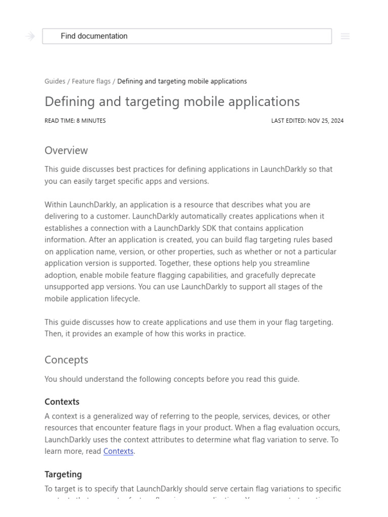 LaunchDarkly - Defining and targeting mobile applications | PDF | Mobile App | Software ...