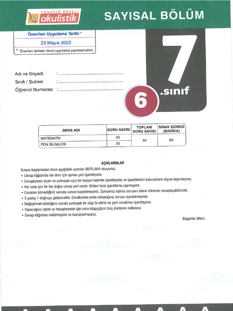 7.SNF OKULİSTİK 6 SAYISAl | PDF