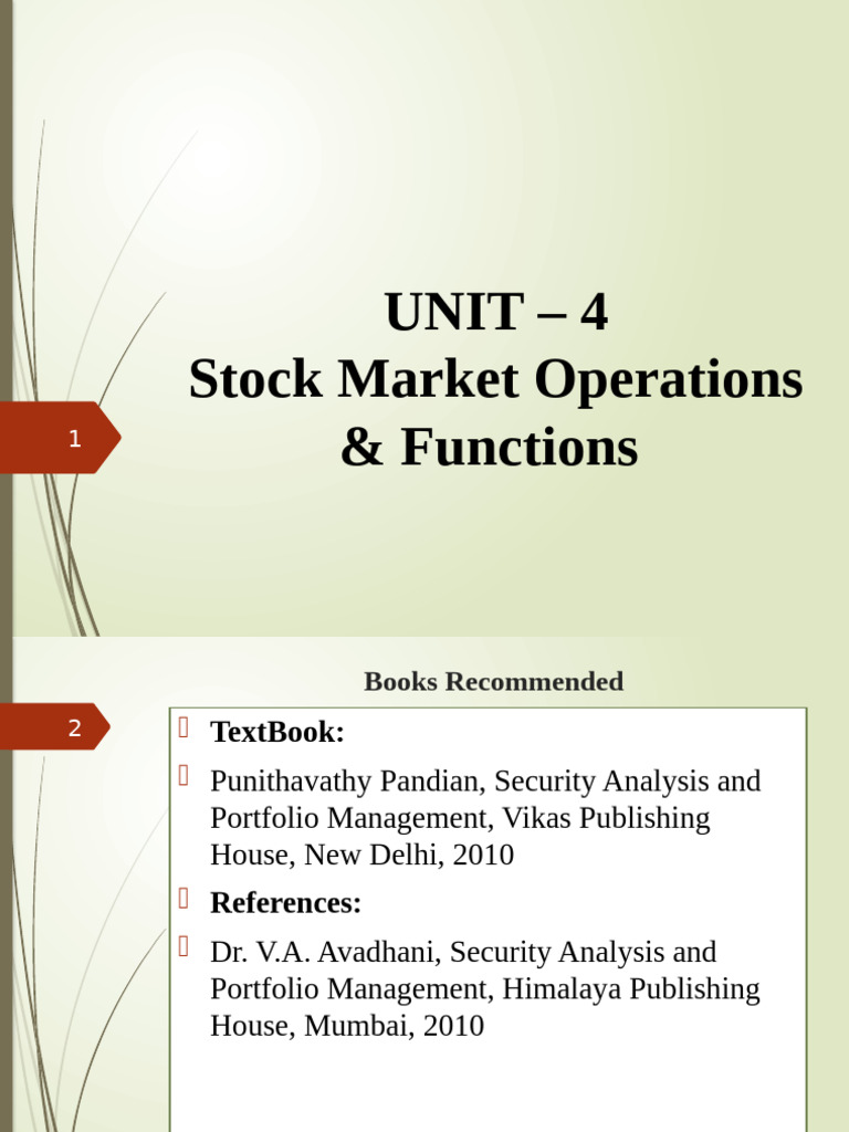 Unit - 4 - Stock Market Operations & Functions | PDF | Order (Exchange ...