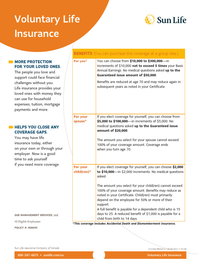 Sun Life Summary - VoluntaryLife (NoRates) 07.01.2024 | PDF | Life ...