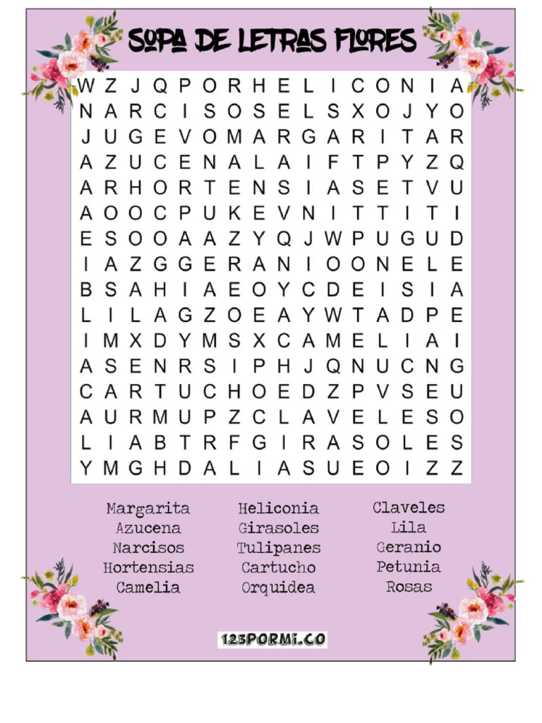 Sopa de Letras de Flores | PDF