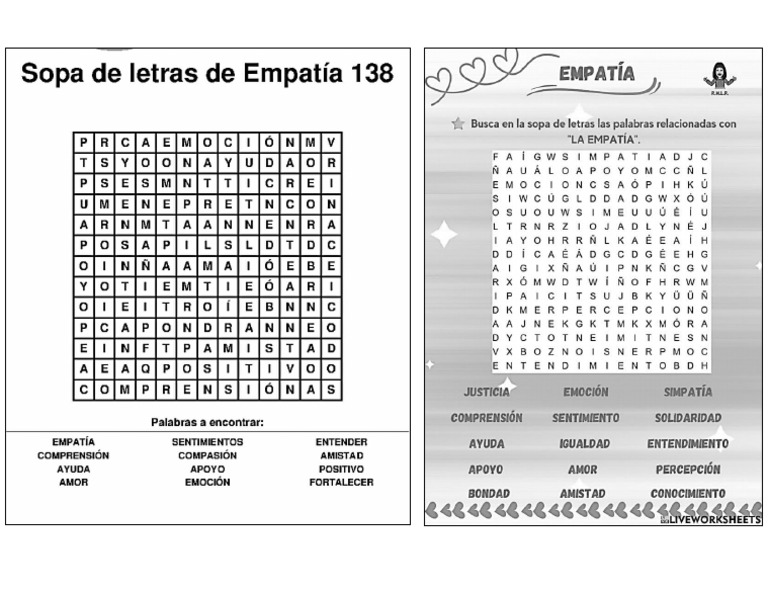 Sopa de Letras Sobre La Empatia | PDF