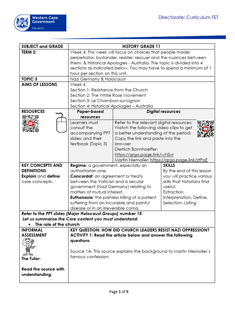 History Grade 11 Term 2 Week 4 - 2020 | PDF