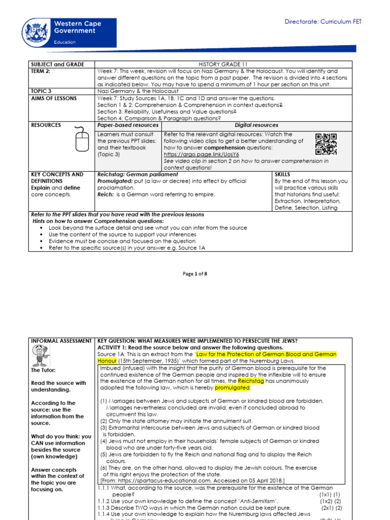 History Grade 11 Term 2 Week 7 - 2020 | PDF | Extermination Camp ...