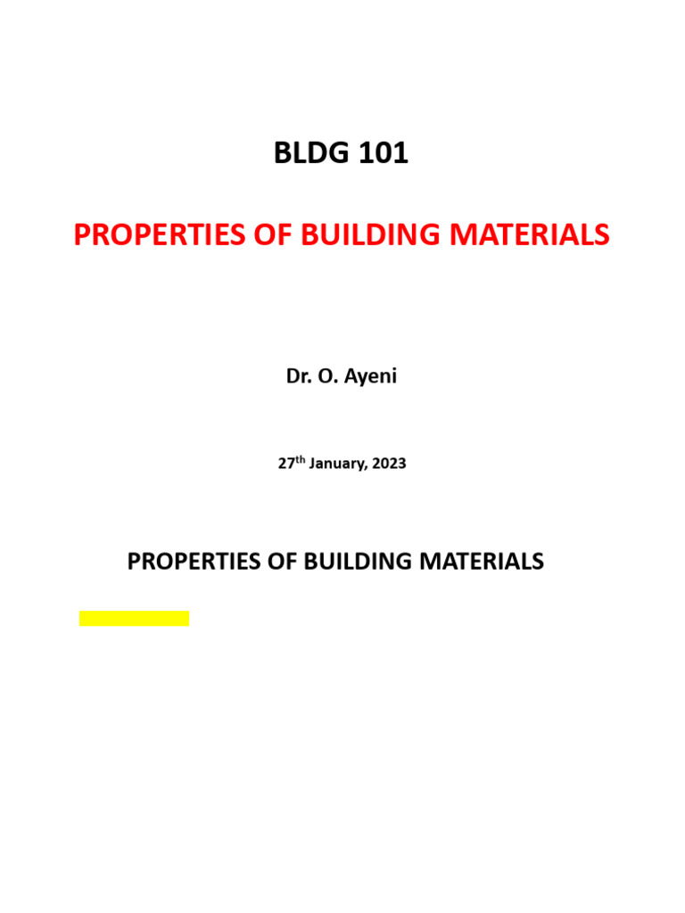 Properties of Building Materials Guide | PDF | Deformation (Engineering ...