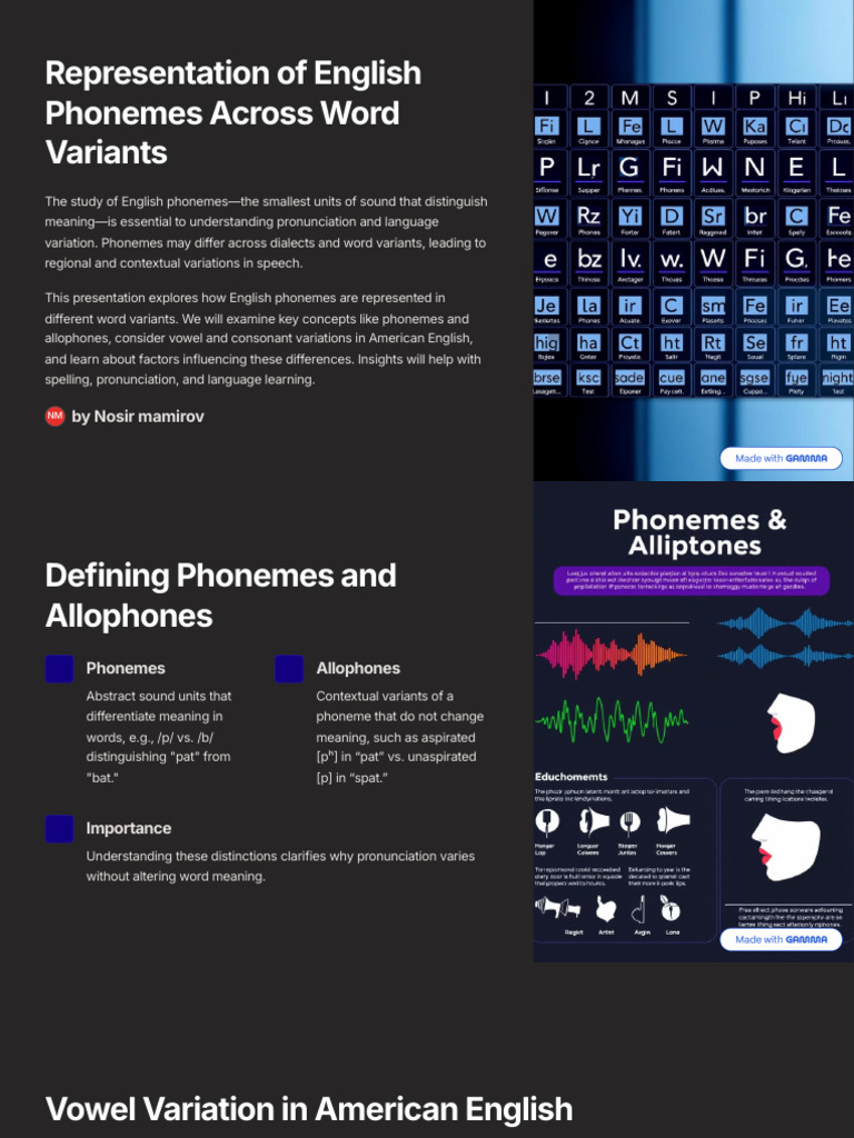 Representation of English Phonemes Across Word Variants | PDF | Phoneme ...