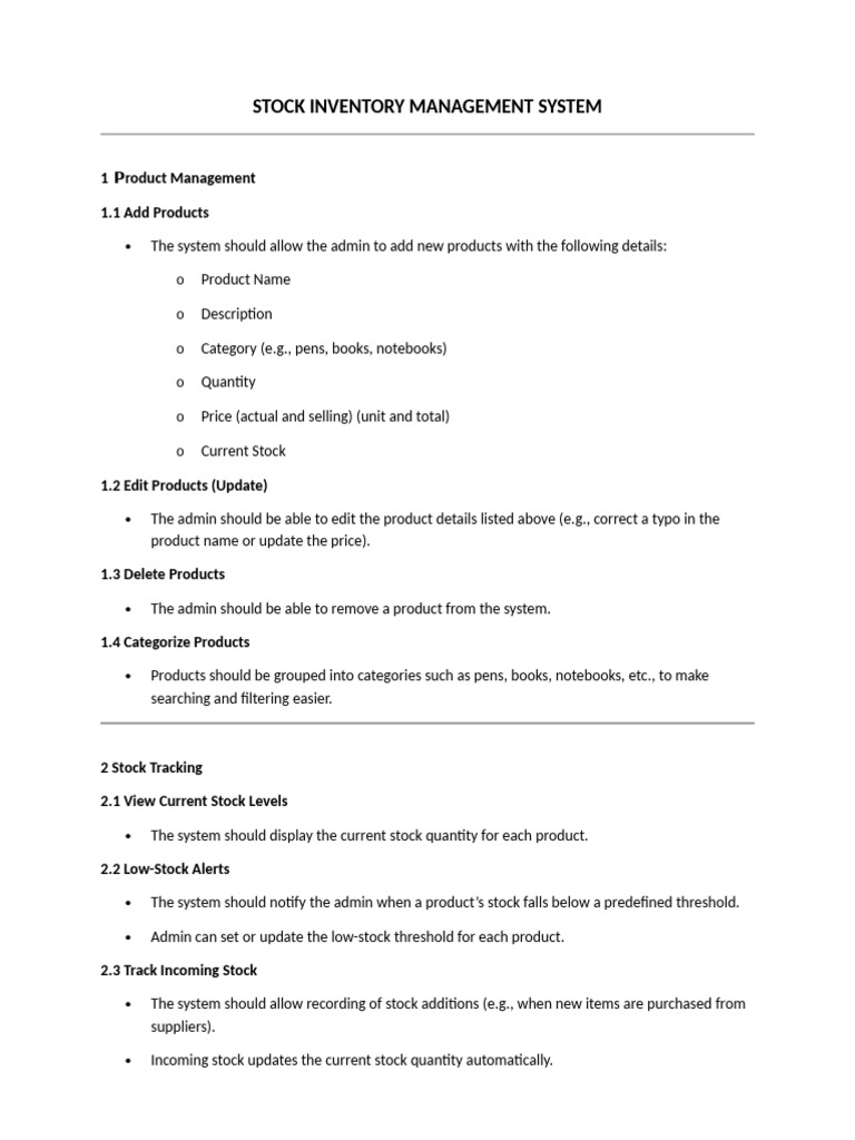 Stock Inventory Management System | PDF | Inventory | Prices