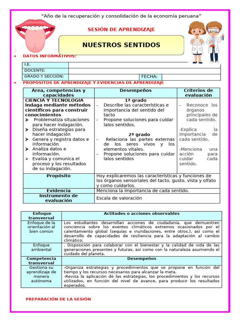 U3 s2 Sesion d3 CT Los Sentidos | PDF | Evaluación | Aprendizaje