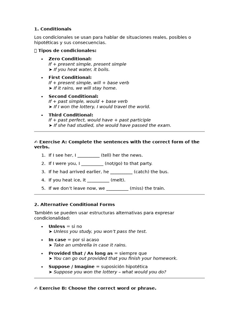Conditionals and Alternative Conditionals | PDF