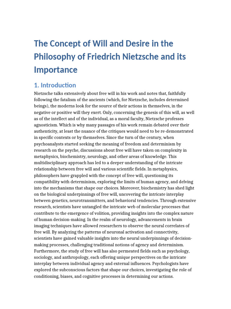 Nietzsche on Will and Desire Explained | PDF | Friedrich Nietzsche ...