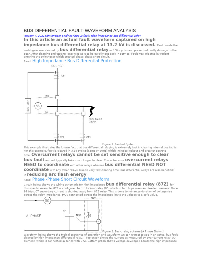 Bus Differential Fault-Waveform Analysis | PDF | Relay | Electrical ...
