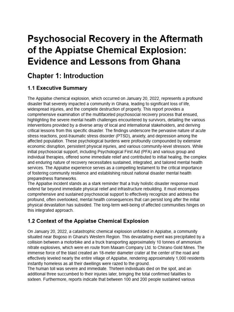Psychosocial Recovery After Appiatse Explosion | PDF | Mental Health ...