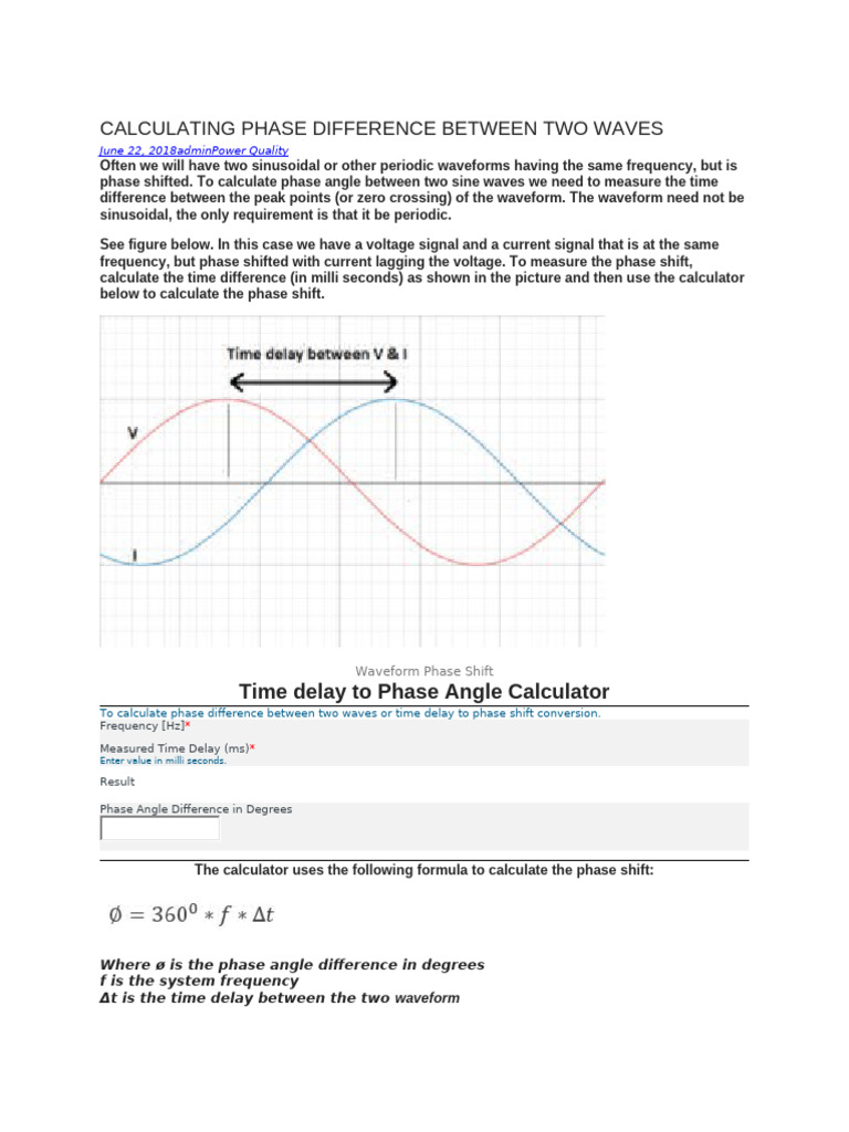 Calculating Phase Difference Between Two Waves | PDF