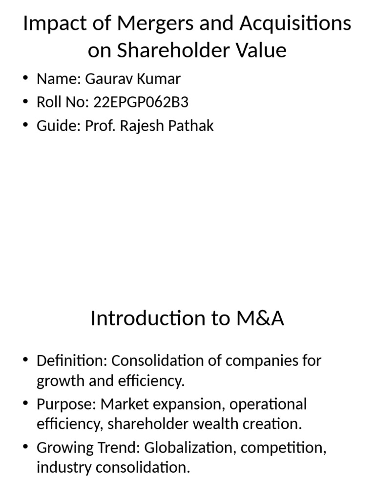 Mergers and Acquisitions Enhanced Presentation | PDF | Mergers And ...