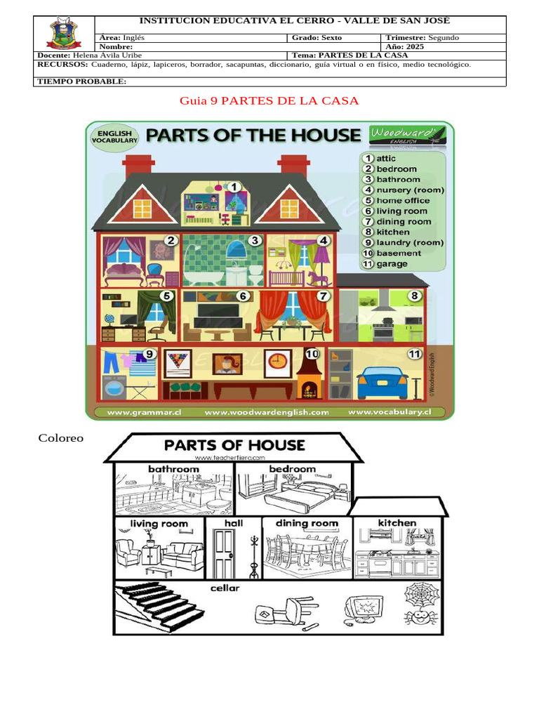 Guia #23 - Partes de La Casa | PDF