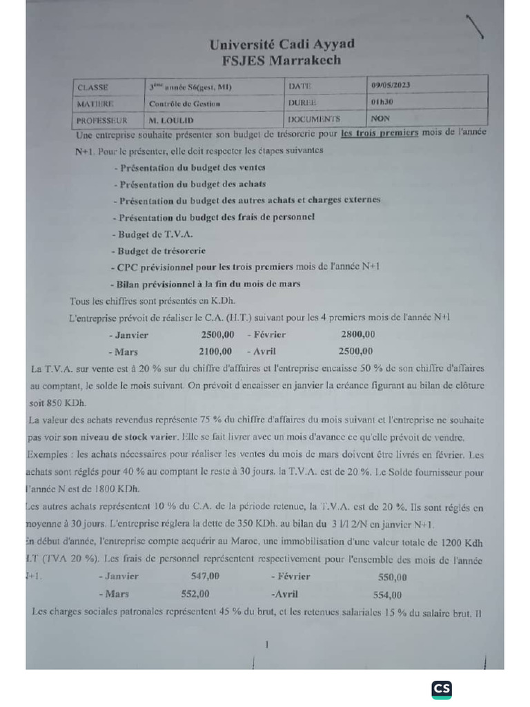 Exam 2023 Corrigé Session Ordinaire | PDF