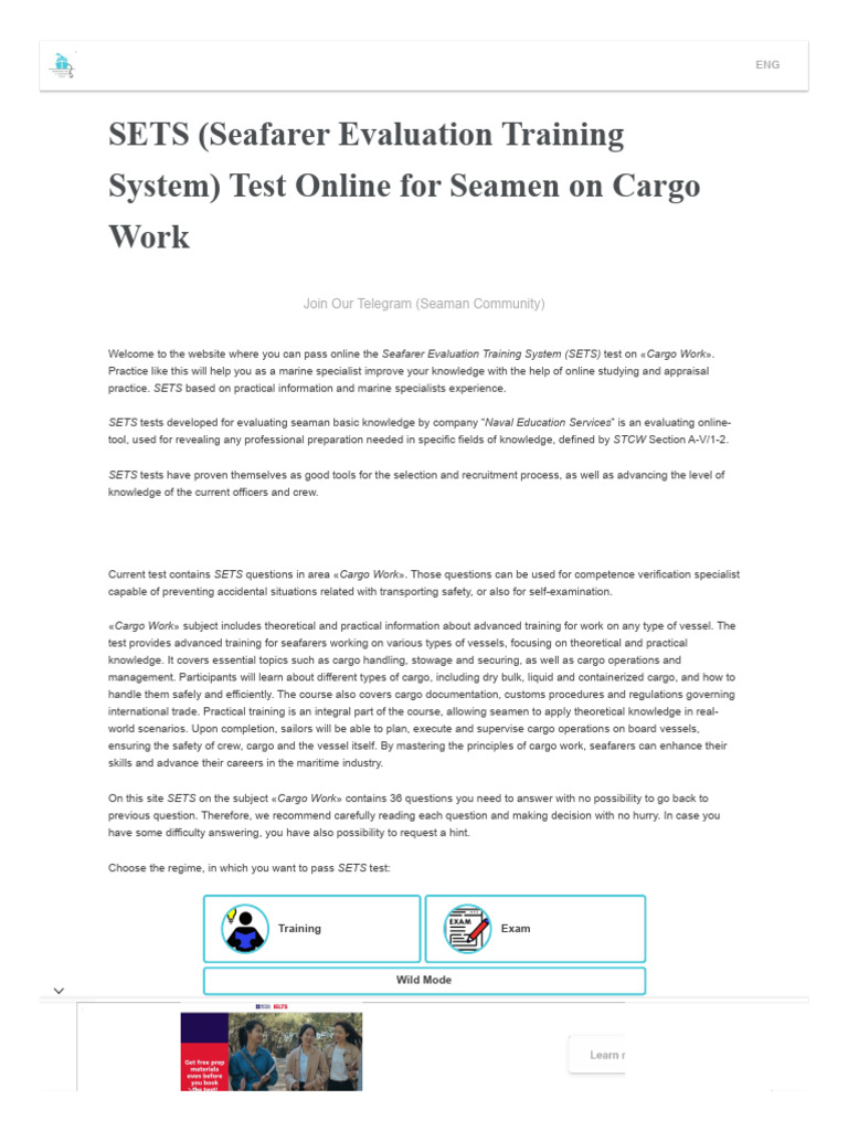 Seafarer Q&A on Cargo Work Training | PDF | Sailor | Cargo