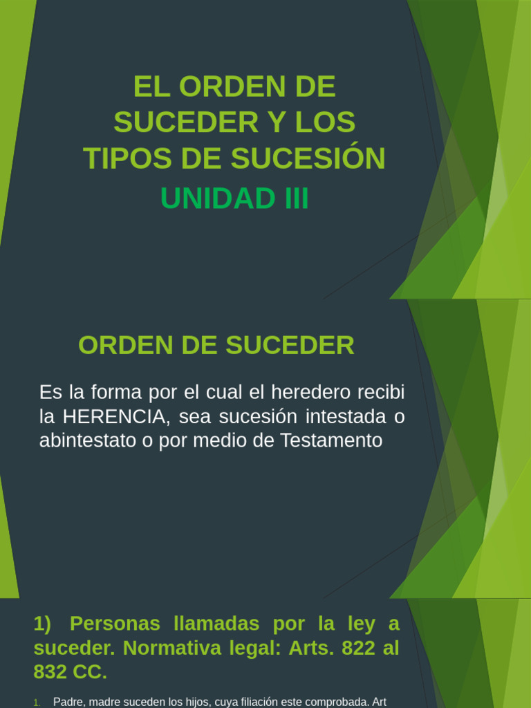 Tipos de Sucesión y Orden Hereditario | PDF | Intestacy | Herencia