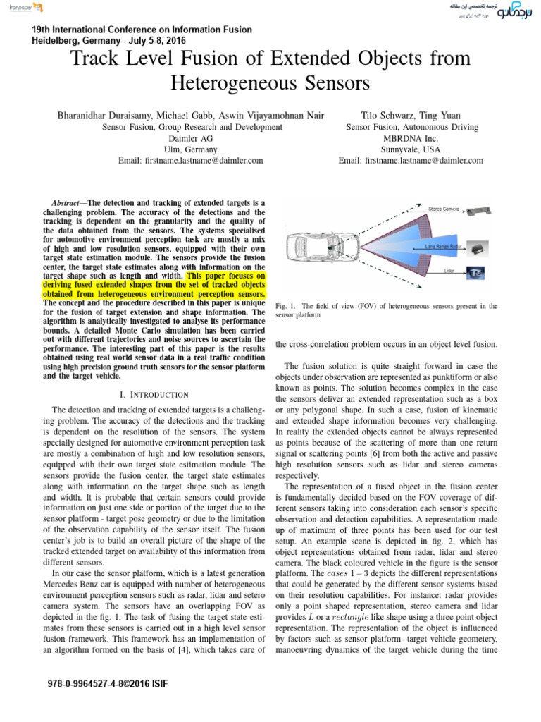 2016_Track Level Fusion of Extended Objects From | PDF | Lidar | Sensor